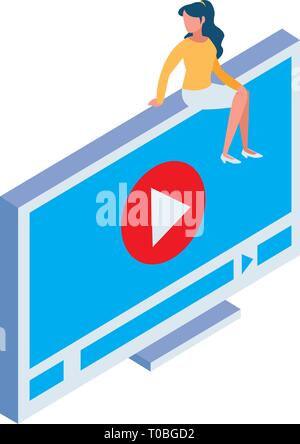 desktop with mini people workers vector illustration design Stock ...