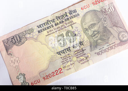 Indian Rupee 50 Currency Note in an arrow with target isolated on White ...