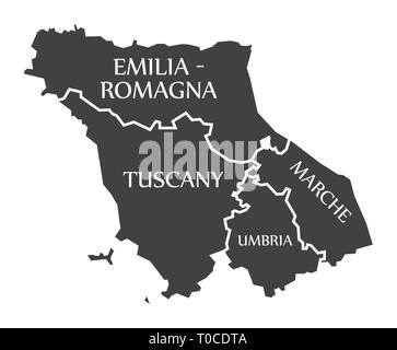 Emilia-Romagna map, division by provinces and municipalities. Closed ...