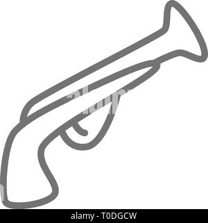 Flintlock pistol, musket rifle, pirate gun, antique weapon grey icon ...
