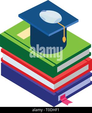 pile text books with hat graduation vector illustration design Stock ...