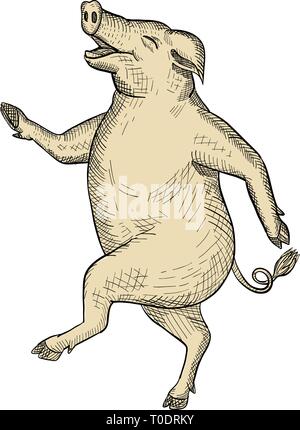 Hand drawn dancing pig. Vector illustration Stock Vector Image & Art ...