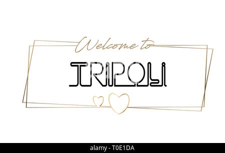 Tripoli Welcome To Word Text with Handwritten Font and Golden Texture Design Illustration Vector ...