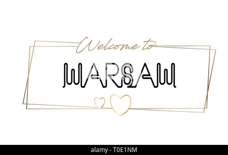 Warsaw Welcome To Word Text with Handwritten Font and Golden Texture ...