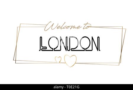 London Welcome To Word Text with Handwritten Font and Golden Texture ...