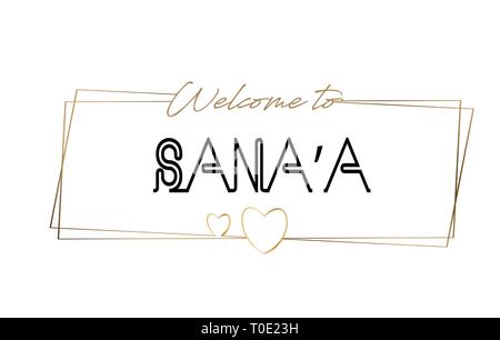 Sana’a Welcome To Word Text with Handwritten Font and Golden Texture ...