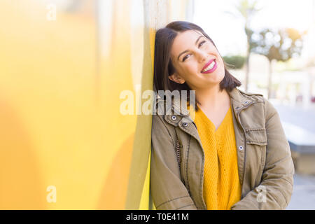 Beautiful hispanic woman with short hair wearing glasses looking ...