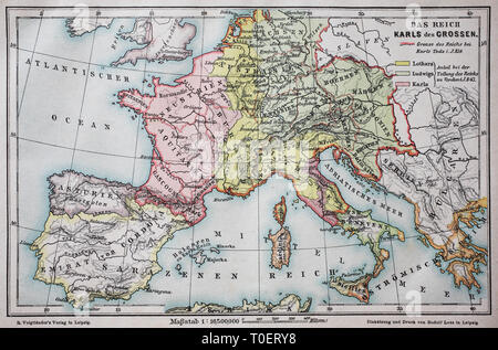 Historical map of the german empire at the time of the Hohenstaufen, ca ...