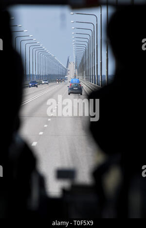 Ölandsbron (Öland Bridge) over Kalmar Strait connecting Kalmar and ...