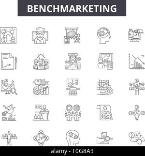 Benchmarketing line vector icons and signs. Competitor, Analysis ...