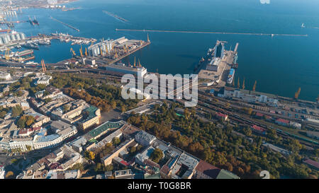 Aerial view panorama of Odessa with port and sea, Ukraine Stock Photo ...