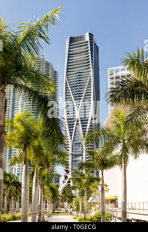 Looking up at One Thousand Museum, by architect Zaha Hadid, high-rise ...