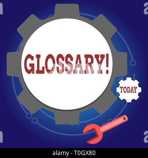 Writing note showing Glossary. Business concept for Alphabetical list ...