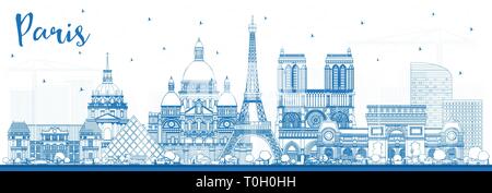 Outline Paris France City Skyline with Color Buildings Isolated on ...