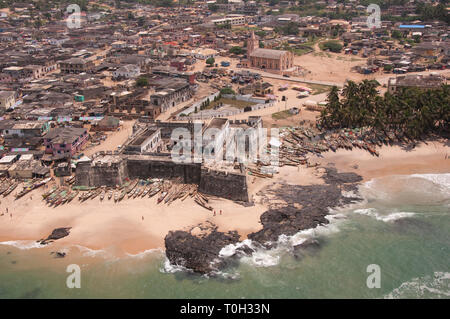 Anomabu, Central Region, Ghana - August the 15th 2010: Aerial view of ...