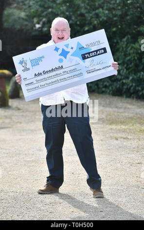 Ade Goodchild, 58, a factory worker from Hereford celebrates with ...