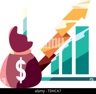 money bag dollar chart arrows up vector illustration Stock Vector Image ...