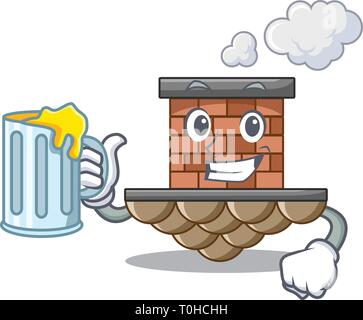 Cartoon chimney sweeper illustration. Funny chimney sweeper in the top ...