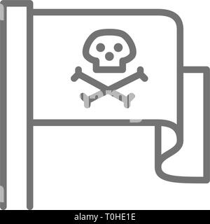 Jolly roger outline vector icon. Thin line black jolly roger icon, flat ...
