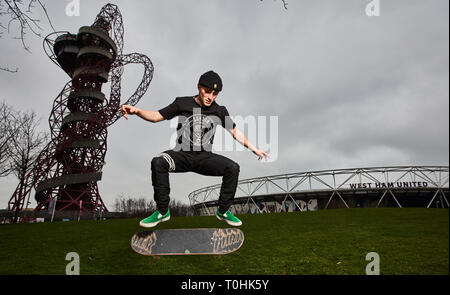 Alex Decunha during the Street League Skateboarding World Tour media ...