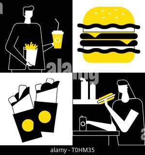 Fast food - flat design style colorful illustration Stock Vector Image ...