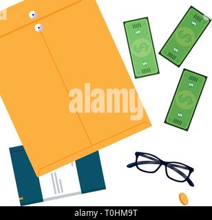 office supplies and manila envelope vector illustration design Stock ...