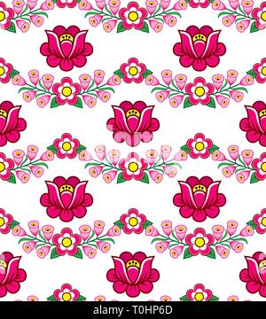 Polish folk art from Zalipie vector floral wreath design - pattern with ...