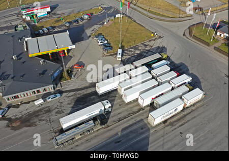 Aerial view, Preem gas station, in a city, Motala, Sweden Stock Photo ...