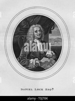 Engraving of Daniel Lock Esq by William Hogarth (1697-1764) English ...