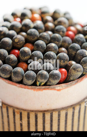 Close up of an old cardboard matchbox, branded as Scottish Bluebell ...