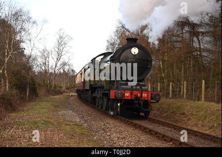 LNER B12 – 8572 Steam locomotive passing Weybourne windmill on the ...