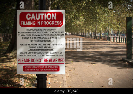 Caution Filming progress Warning Notice Fitzroy Square London Stock ...