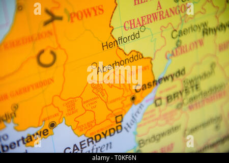 Map of south west Wales in the welsh language Stock Photo - Alamy