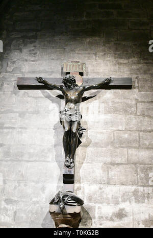 Jesus on the cross inside Notre Dame de Paris cathedral - Paris Stock Photo: 53412863 - Alamy