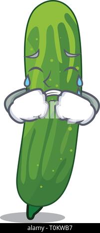 Cucumber cartoon in character with sad expression. Vector illustration ...
