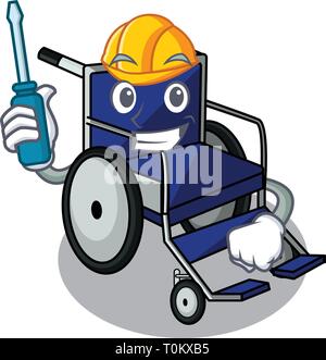 Mechanic miniature wheelchair the shape of mascot Stock Vector Image ...