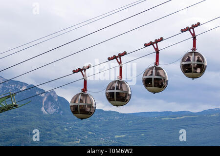 France, Isere, Grenoble, the Bastille cable car or the Bubbles, the ...