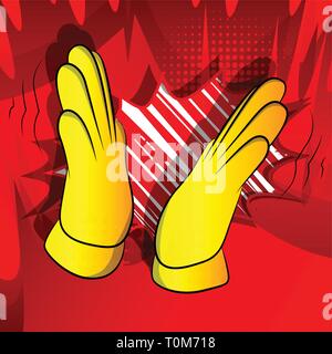 Vector cartoon hand clapping. Illustrated hand sign on comic book ...