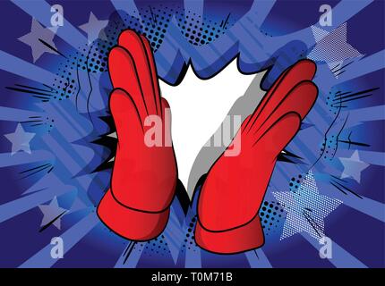 Vector cartoon hand clapping. Illustrated hand sign on comic book ...