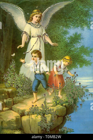 Illustration of Guardian Angel Stock Photo - Alamy