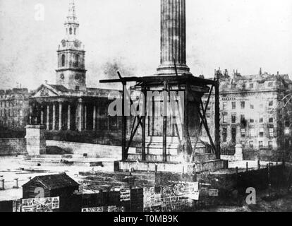 Nelson's Column under Construction, Trafalgar Square, London, April ...