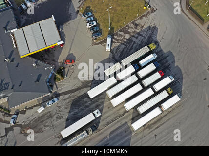 Aerial view, Preem gas station, in a city, Motala, Sweden Stock Photo ...