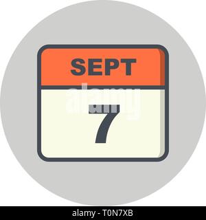 September 7th Date on a Single Day Calendar Stock Photo - Alamy