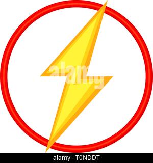 A red and yellow circle with a lightning bolt in the center. The circle is surrounded by a red ...