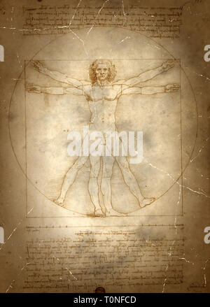 Vitruvian Man, Leonardo Da Vinci, Circa 1490 Stock Photo - Alamy