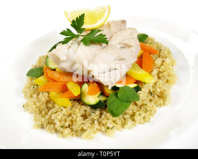 Cooked Pollack Fish with Quinoa Stock Photo - Alamy