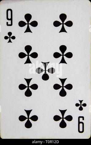 A 9 Nine of Clubs playing card with clipping path to remove background ...