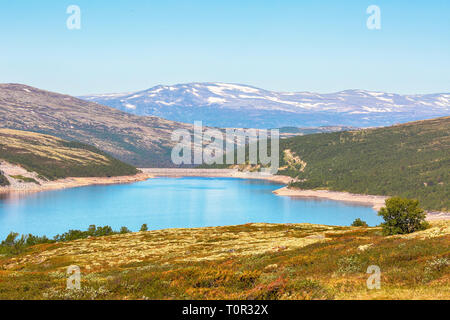 Aerial view of the lake Innerdalsvatnet in the spring, Rennebu municipality, Norway Stock Photo ...