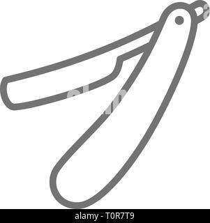 straight razor line icon, outline symbol, vector illustration, concept ...