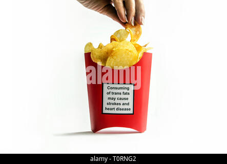 Potato chips package with health warning Stock Photo - Alamy